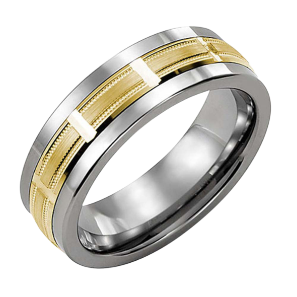 COBALT 10K YELLOW GOLD RING MEN 7MM | Bijouteries Lavigueur
