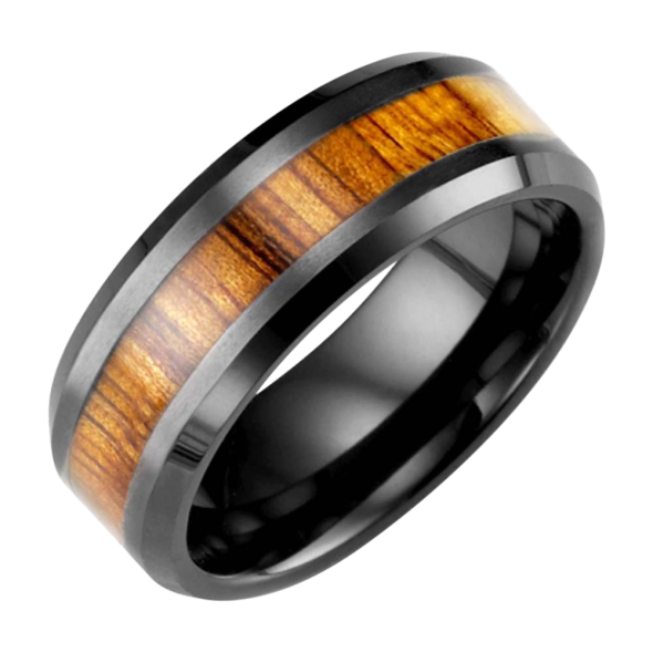 CERAMIC KOA WOOD RING MEN 9MM | Bijouteries Lavigueur